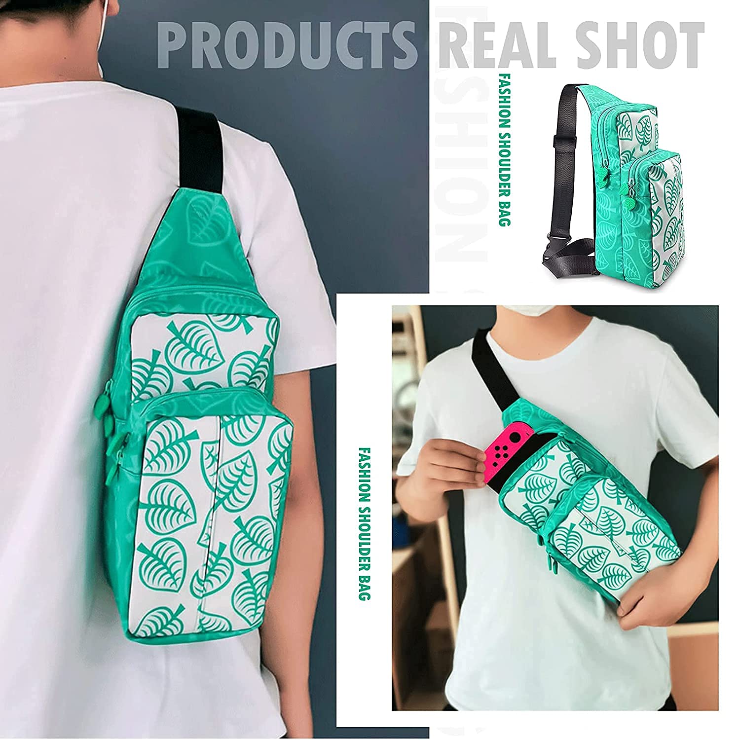 Eamily Nylon Waterproof Portable Shoulder bags Compatible for Nintendo Switch/Switch OLED & Accessories, Backpack Crossbody Travel Bag, Carrying Case