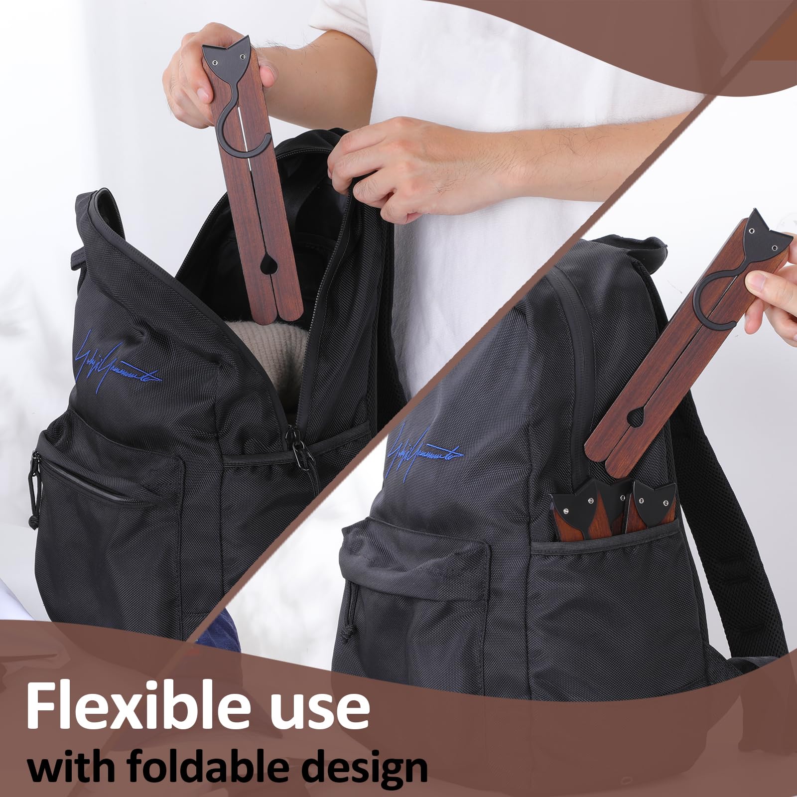 Edergoo Foldable Hangers 8 Pack, Travel Hangers Foldable for Suitcase, Foldable Hangers Space Saving for Travel, Portable Folding Clothes Hangers Travel Accessories, Collapsible RV Hangers for Trip