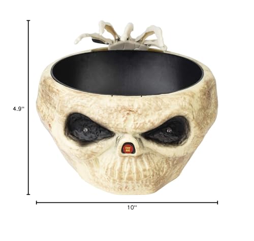 ITART Animated Halloween Candy Bowl Dish with Hand Spooky Decoration Props LED Eyes & Sound for Holloween Decor Treat or Trick Party Bar Table Decor