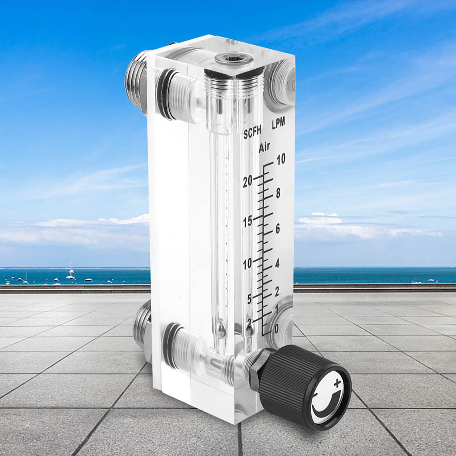 Deosdum LZM6T Acrylic PMMA Adjustable Panel Type Gas Flowmeter 1to10LPM 1/4"BSP M18x1.5