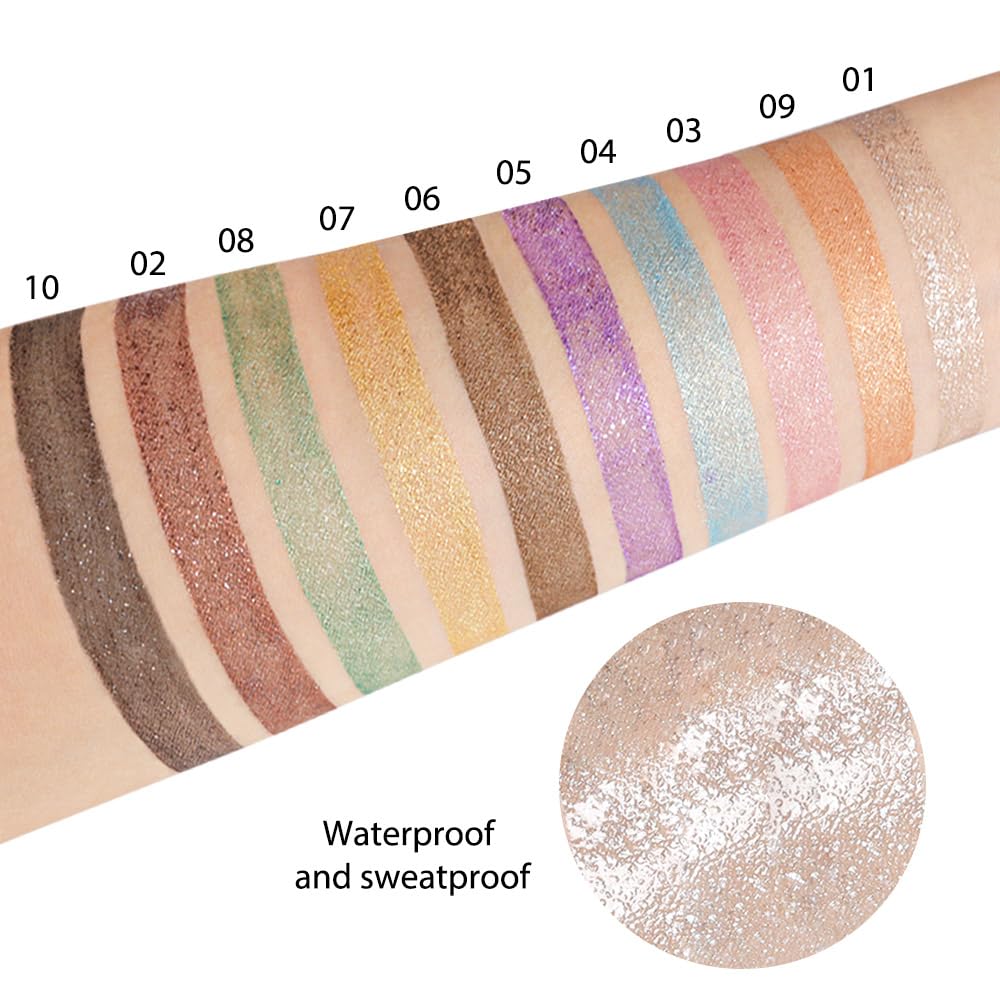 CAKAILA 2Pcs Brown Black Liquid Metallic Glitter Eyeshadow Stick Set, Opaque, Gel-Based Formula, Long Lasting, Quick-Drying, Multi-Dimensional Eye Makeup