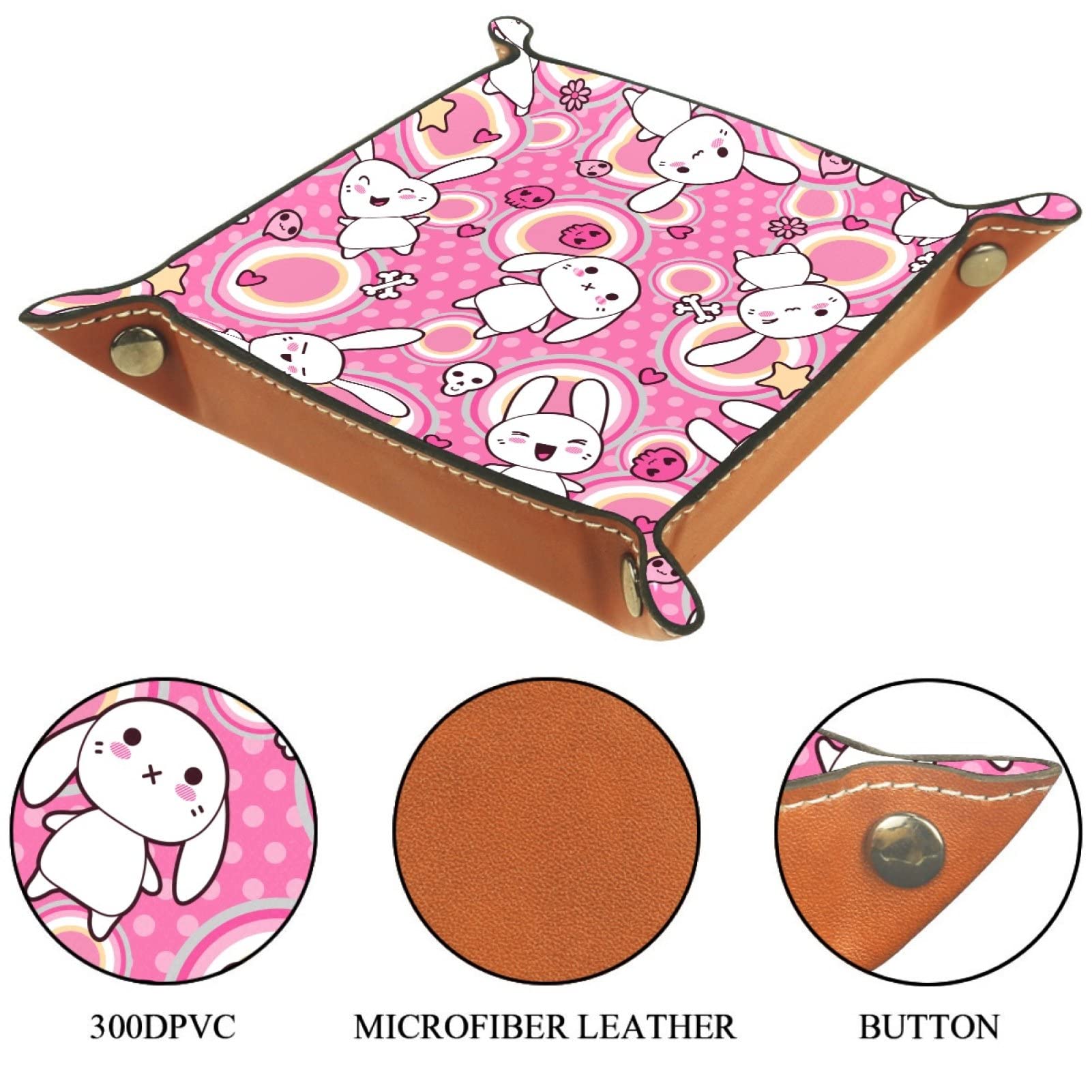 Dice Tray Dice Rolling Tray Holder Storage Box Dice Tray for RPG DND Table Games Dice Tray,Lovely Cartoon Bunnies