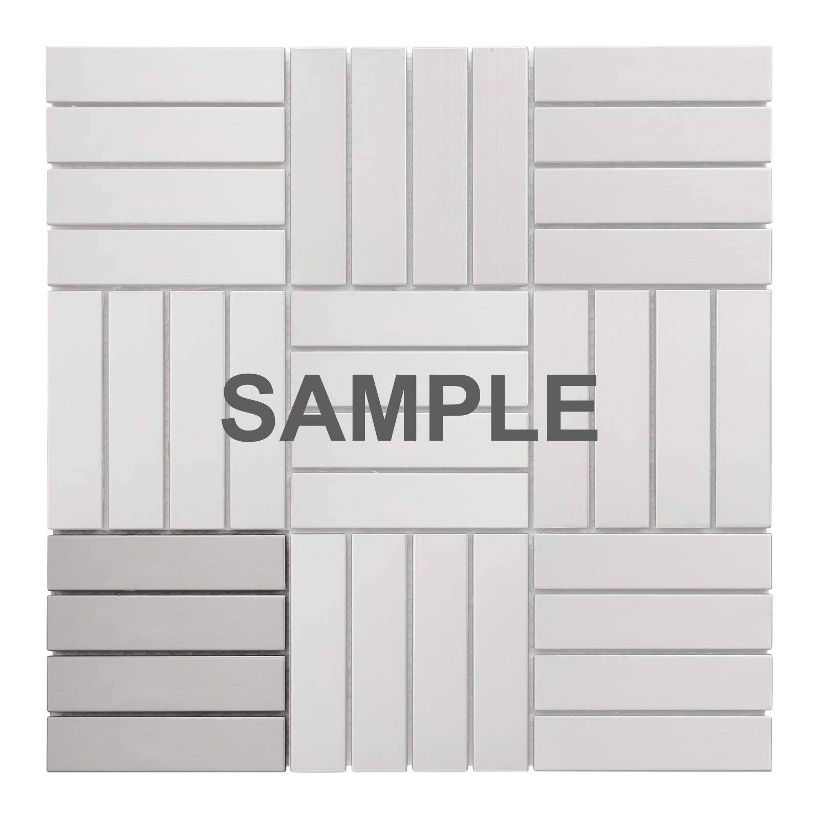 Modket TDH271SS-S Sample Brushed Nickle Stainless Steel Basketweave Parquet Modern Mosaic Tile Backsplash Kitchen Bath Bathroom Shower Interior Wall