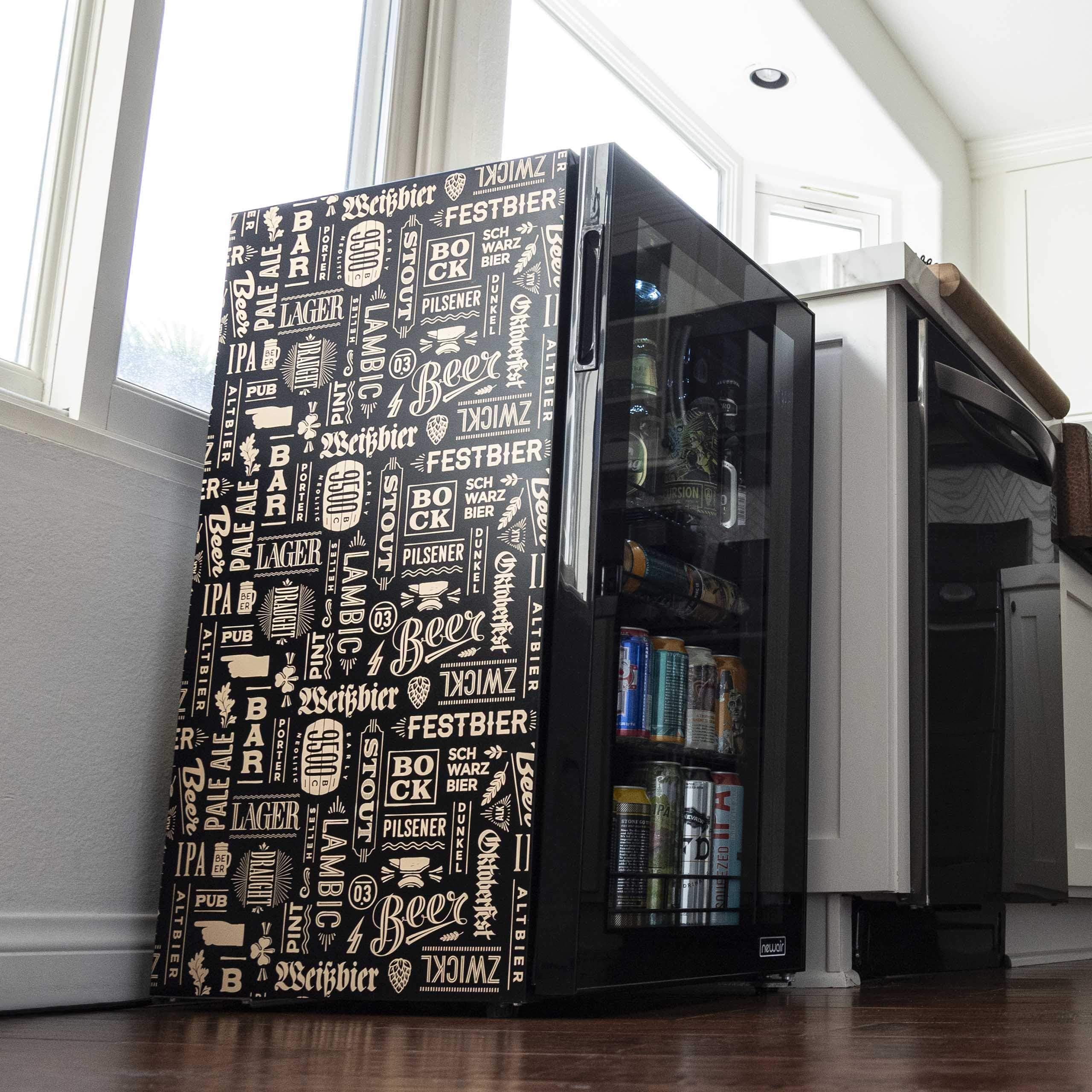 NewAir Beverage Refrigerator Cooler with 126 Can Capacity - Freestanding Mini Bar Beer Fridge for Bedroom, Dorm, Office - Small Refrigerator Cools to 37F Perfect For Beer, Soda, And Drinks