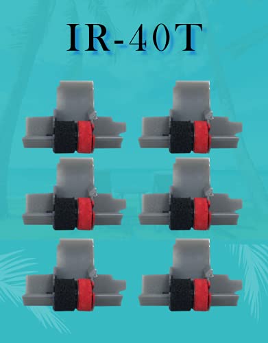 IR-40T Ink Roller, Black and Red Compatible with Canon P23-DH V Calculator, Casio HR-100TM, HR-150TM (6 Pack)