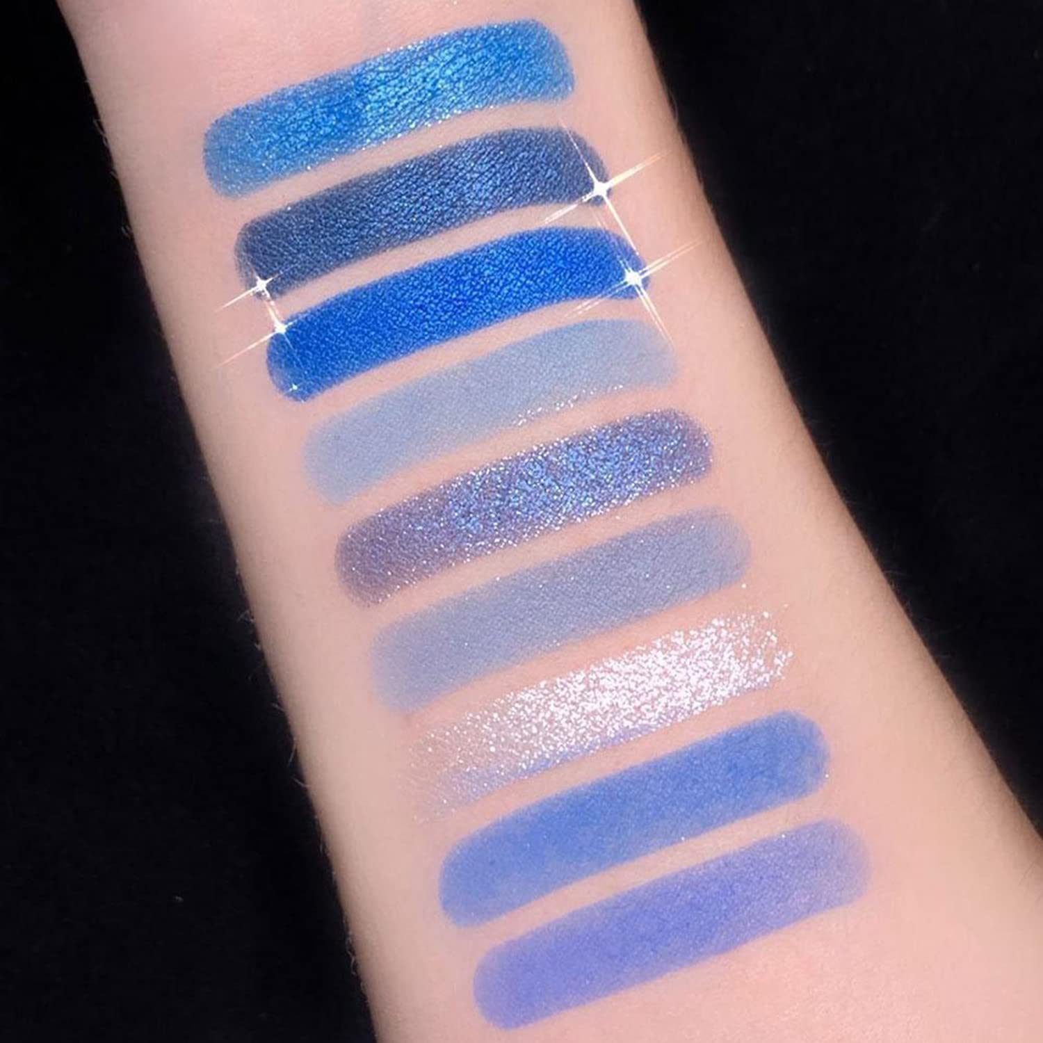 MAEPEOR Black Grey Smokey Eyeshadow Palette 9 Colors Cool Toned Matte Glitter Eyeshadow Palette Longlasting Waterproof Smoky Eye Shadow for Girls and Women (Set 3, Blue Silver)