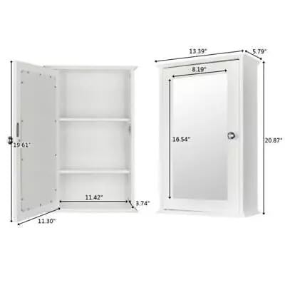 HarmonyBliss Bathroom Organizer with Mirror Door, Wall Cabinet Shelf for Storage, Wooden
