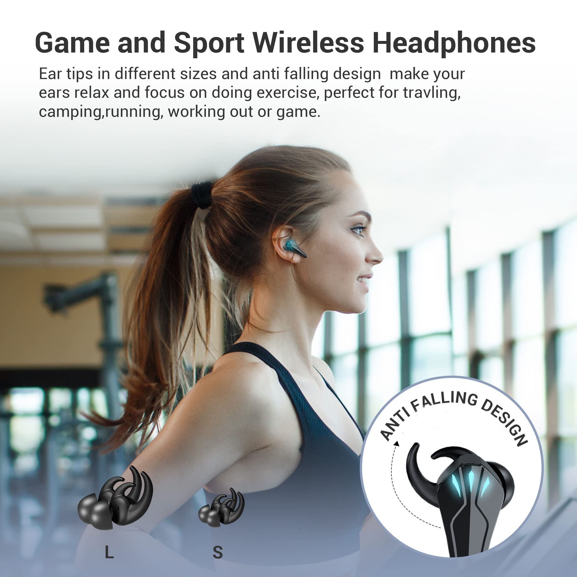 Earbuds Wireless Bluetooth Noise Cancelling,TW2S Gaming Earbuds with 40ms Low Latency, IPX5 Waterproof 48 Hour Playtime Bluetooth Earbuds with Fast Charging Case Compatible with All Bluetooth Devices