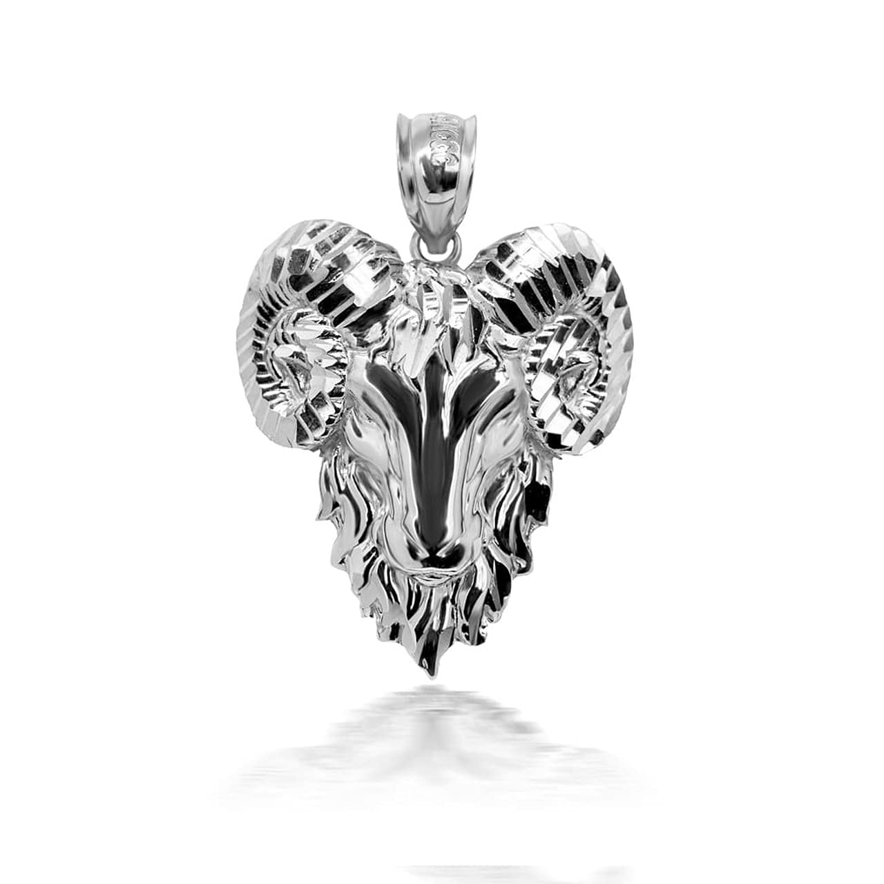 Certified 925 Sterling Silver Aries Zodiac Sign Ram Head Necklace Pendant