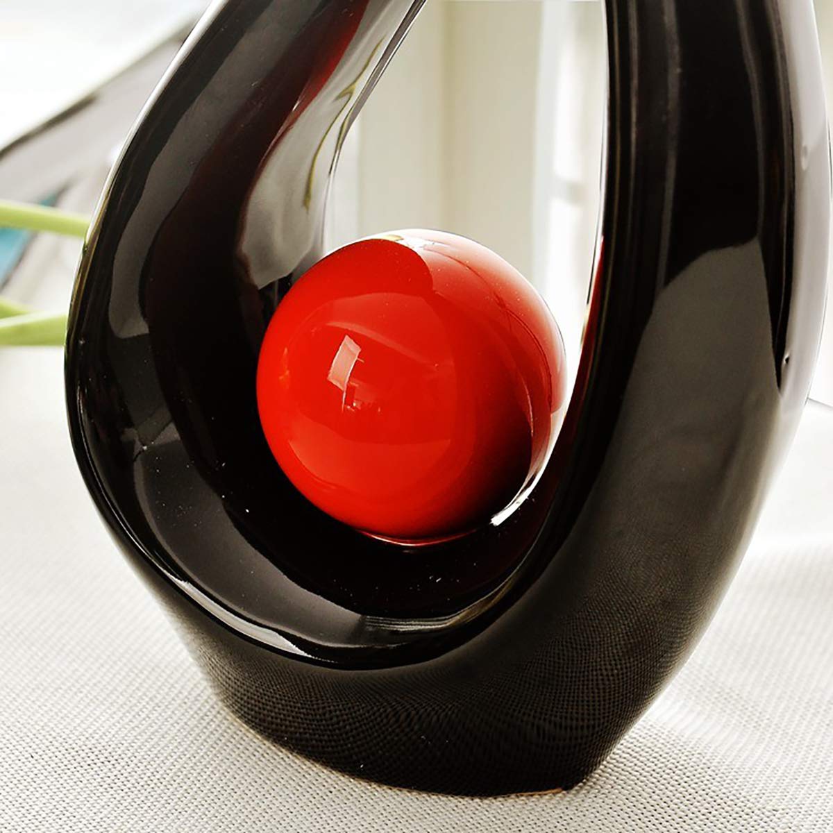Cozylkx 11 x 6 Inch Modern Abstract Sculpture Statue, Office Home Decor Ornament Ceramic Figures, Red