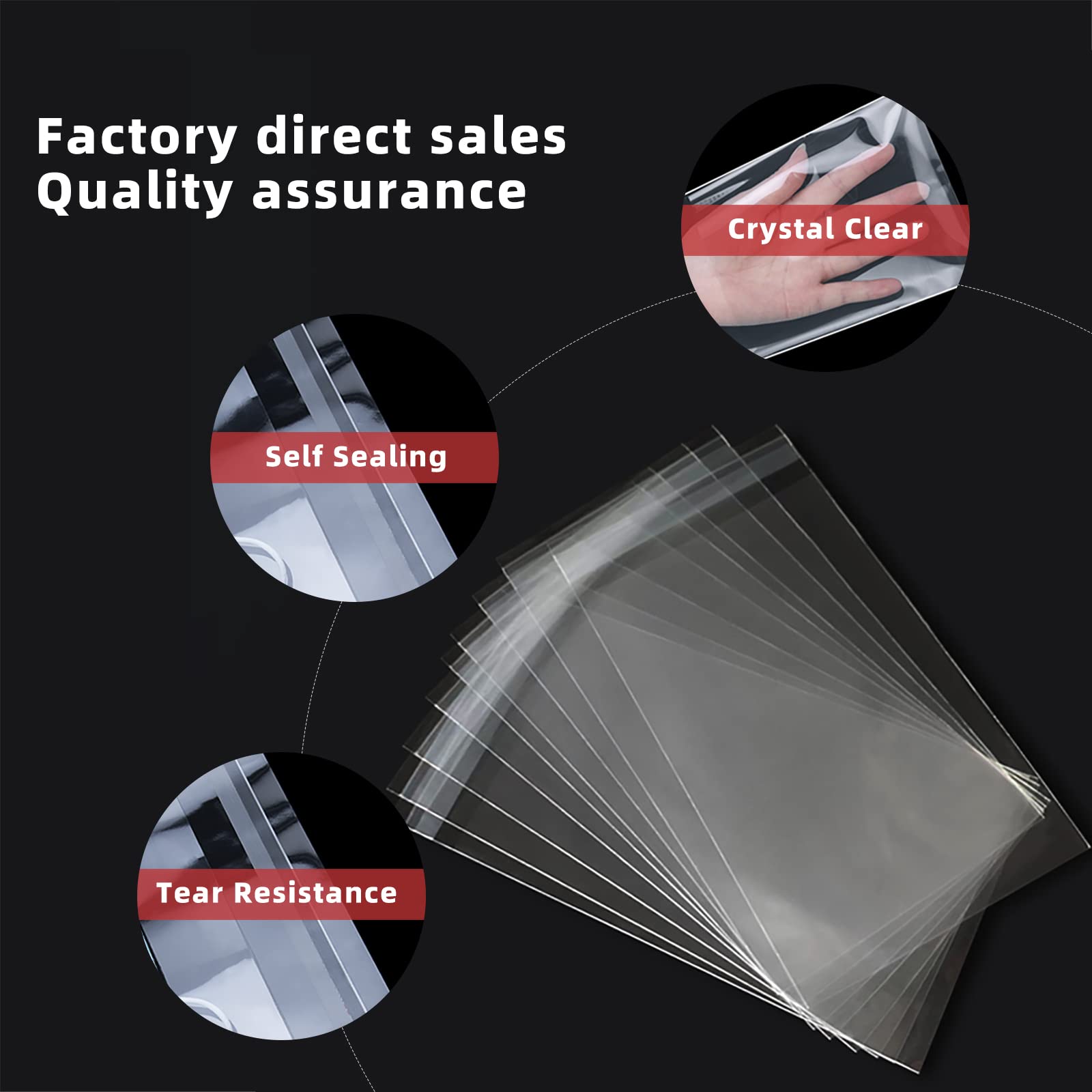 Jadairy 100 Pcs 10x14 Inches Self Sealing Cellophane Bags Clear Resealable Cello Cellophane Plastic Shirt Bags for Packaging Clothing