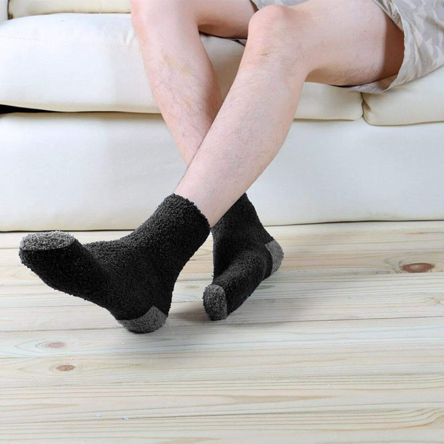 CyberGoods Men's Very Fuzzy Socks,Thermal,One Size Fits All,4 Pack,Black,Baby Blue,Honey Yellow,Wine Red