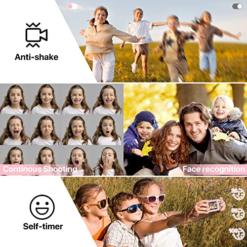 Digital Camera, FHD 1080P Digital Camera for Kids with 16X Digital Zoom, Compact Point and Shoot Camera Portable Mini Camera Small Camera for Teens Students Boys Girls Seniors(Light Pink)