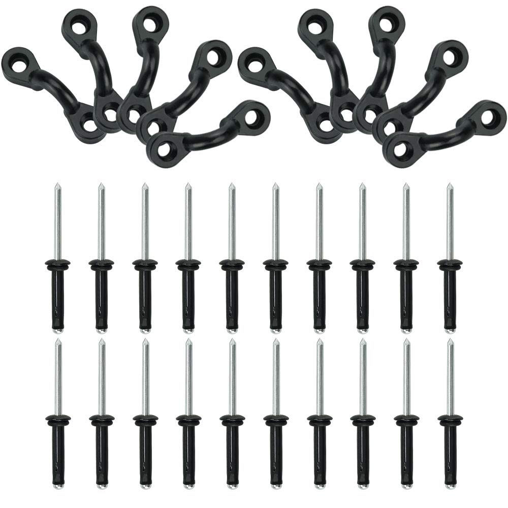 DECARETA 10 Pcs Kayak Nylon Bungee Deck Loops Tie Down Kayak Pad Eye with Rivets,Kayak Pad Eye Tri-Grip Rivet Kit Replacement Parts for Kayaks,Canoes or Boats