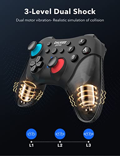 Daugee Switch Controller, Wireless Pro Controller Compatible with Switch Pro/Lite/OLED, Pro Controller for Nintendo Switch Accessories, Screenshot, Wake-up, Adjustable Turbo and Vibration Functions