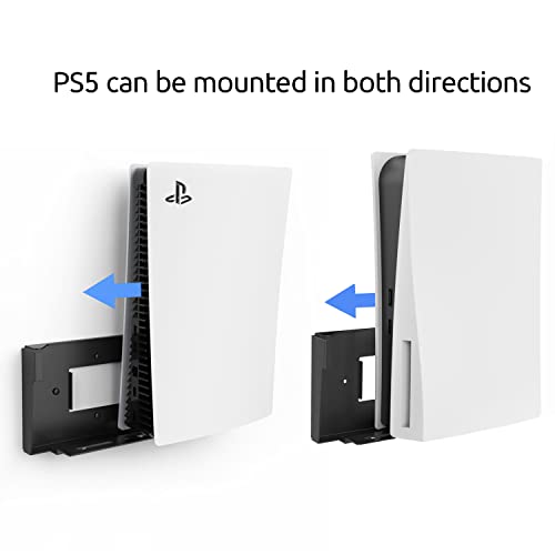 Monzlteck Wall Mount Holer for PS5(Disc and Digital)+Controller Holder,All Metal Vertical Hanging On Wall with Power Botton Left/Right