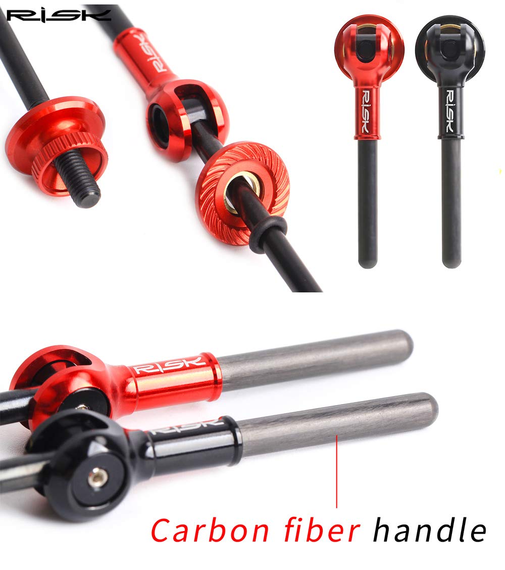 CYCEARTH 40.35g Titanium Bicycle QR Skewer lever MTB Road Bike Wheel Hub Ultralight Ti-Axis Carbon Fiber Handle Quick Release Skewer (Red)