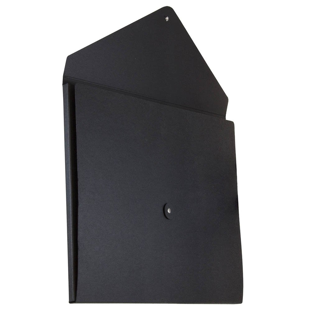 JAM PAPER Kraft Portfolio with Button and String Closure - Jumbo - 12 1/2 x 16 1/2 x 1/2 - Black Recycled - Sold Individually