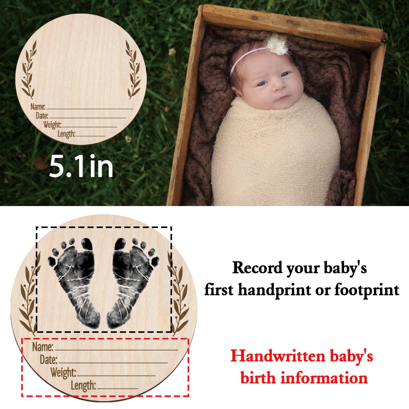 Mayyi Newborn Birth Announcement Sign,Personalized Baby Announcement,Custom Engraved Wooden Baby