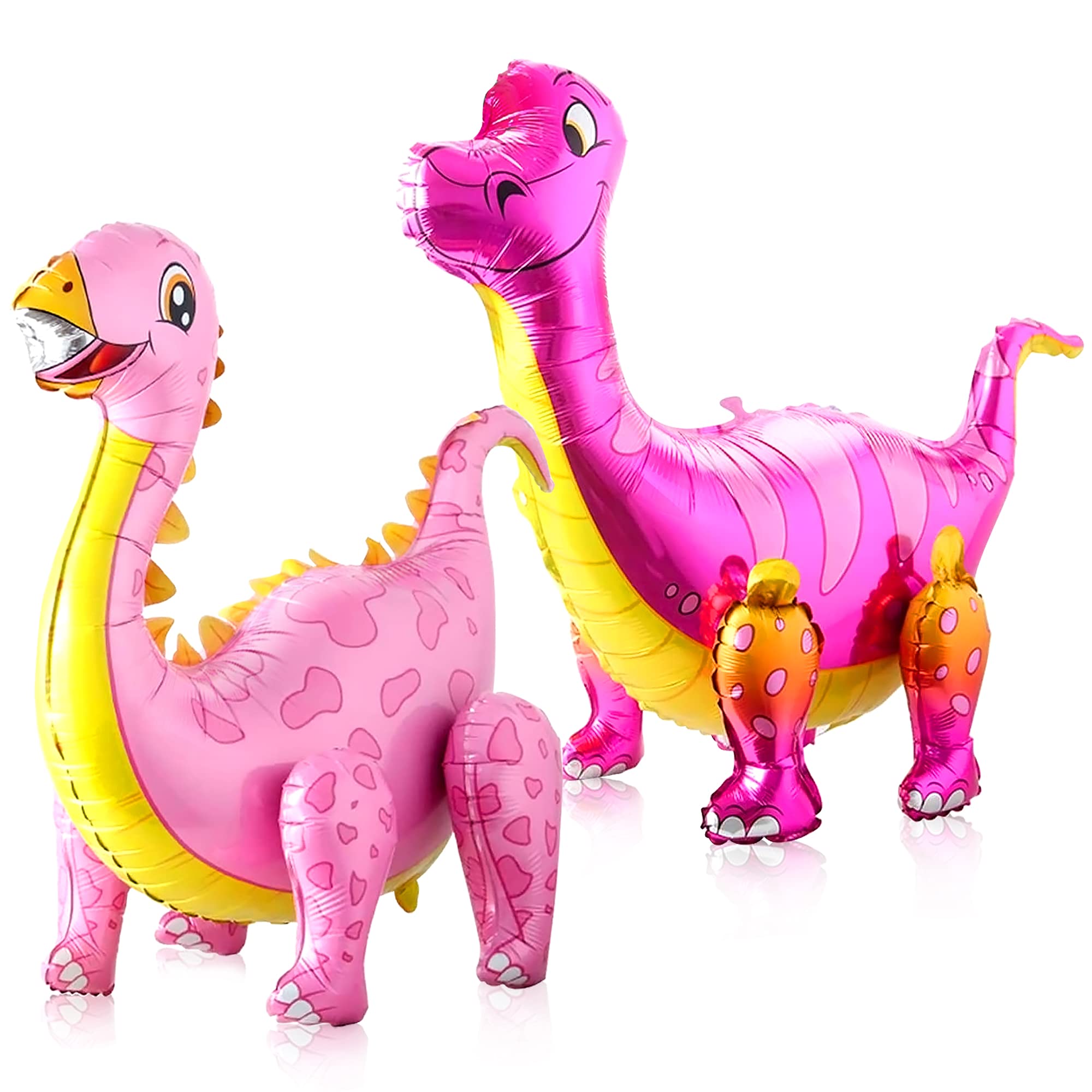 KatchOn, Giant Pink Dinosaur Balloons - 35 Inch, Pack of 2 | Dinosaur Pink Balloons, Pink Dinosaur Birthday Decorations | Girl Dinosaur Balloons, Girl Dinosaur Party Decorations | Pink Dino Balloons