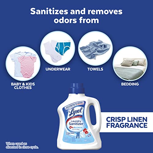 Lysol Laundry Sanitizer Additive, Bacteria-Causing Laundry Odor Eliminator, 0% Bleach Laundry Sanitizer, color, , Multi 90 Fl Oz Crisp Linen