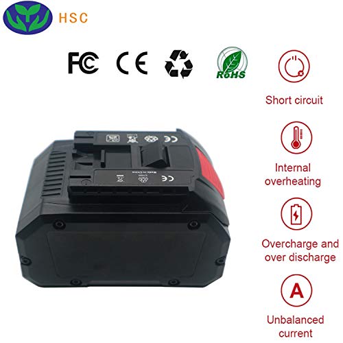 C&P 4.0Ah Portable Battery BOS18B3 Li-ion Battery 18V Replacement for BOSCH 18V Battery BAT609 BAT609G BAT618 BAT618G 3601H61S10,Black&Red,Small