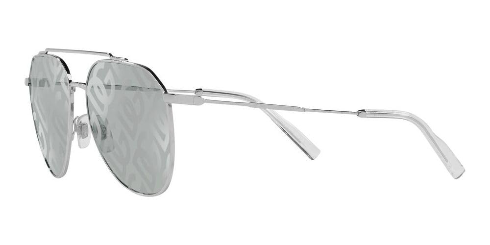 Dolce & Gabbana DG 2296 05/AL Silver Metal Aviator Sunglasses Silver Mirror Lens