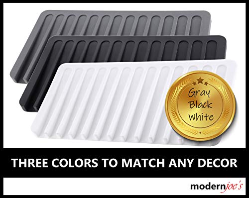 Self-Draining 2 in 1 Silicone Drying Mat and Trivet by Modern Joe's. Premium Space Saving Dish and Glassware Silicone Mat. Made from Food-grade, Dish Washer Safe and Heat Resistant (Gray)