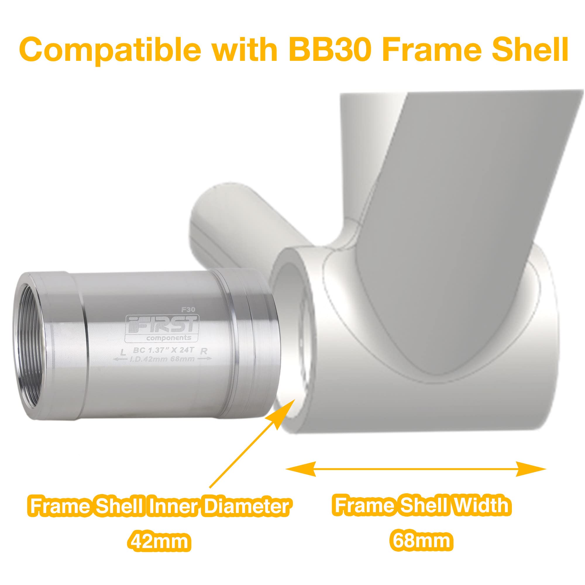 CyclingDeal Road Mountain Bike Bottom Bracket Frame Shell Converter - BB30 Convert to BSA 68mm