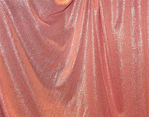 Lycra Shimmer Lurex Silver Fabric 58''Wide Peachy Pink Color FF#15B[3]