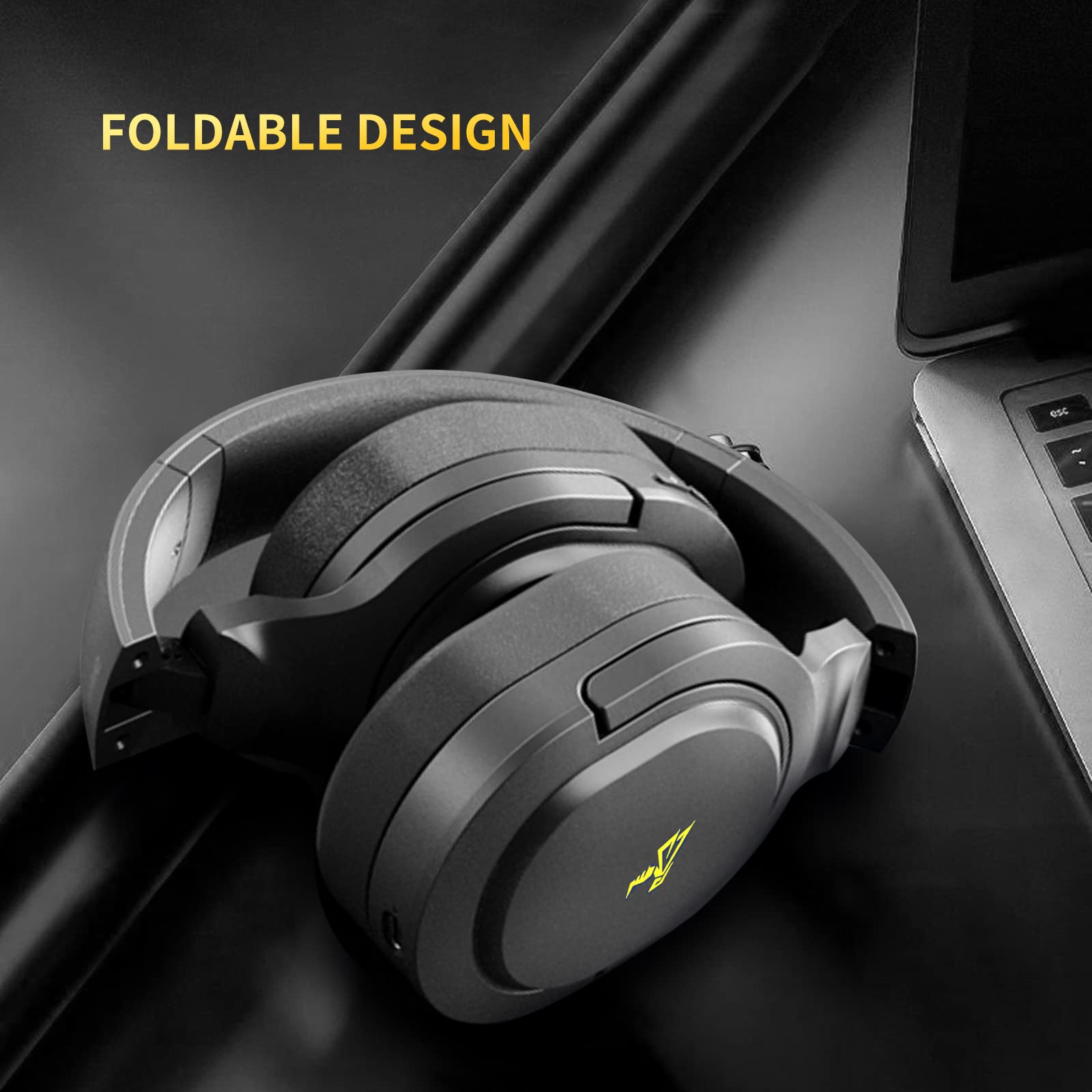 EASARS Wireless Gaming Headset, 2.4Ghz Gamer Headsets with Detachable Microphone, Portable Foldable Bluetooth Headphones Compatible with PC, PS5, PS4, Laptop, 28H Playtime (Grey)