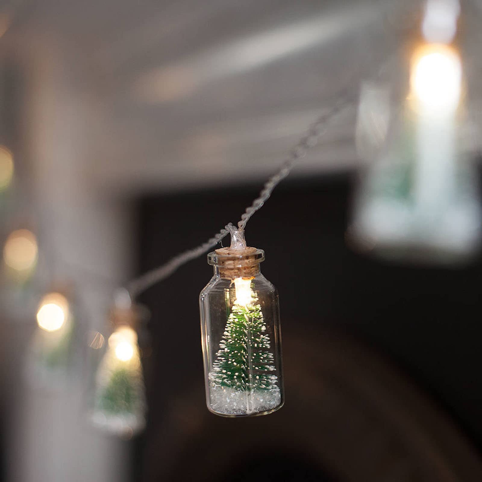 Christmas Icicle Lights Wire 48 Ft Christmas Lights 10 LED Wishing Bottle String Lights Christmas Lights for Bedroom Battery Operated Waterproof Fairy Lights for Indoor Wire String (A, One Size)