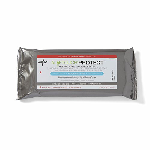 Medline Aloetouch Protect Dimethicone Skin Protectant Wipes, Hypoallergenic, Fragrance-Free, 8 Count (Pack Of 30)