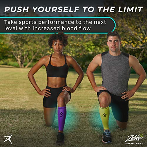 Rymora Leg Compression Sleeve, Calf Support Sleeves Legs Pain Relief for Men and Women, Comfortable and Secure Footless Socks for Fitness, Running, and Shin Splints β Flourescent, Large (One Pair)