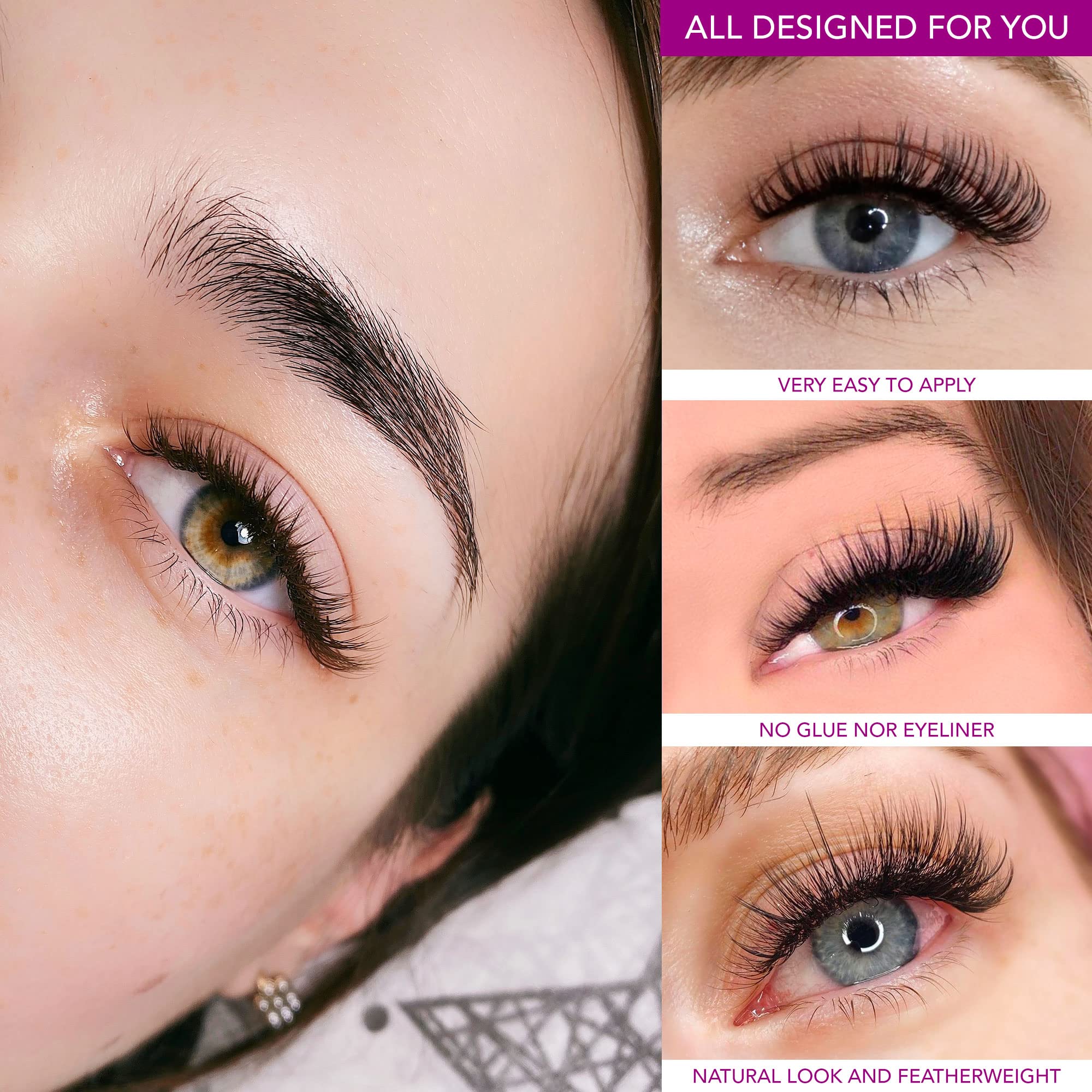 easbeautynaturals Reusable Self Adhesive Eyelashes Natural Look, No Eyeliner or Glue Needed and Easy to Put On, Reusable Self Sticking 4 Pair (Pack of 1) Ak-12 0