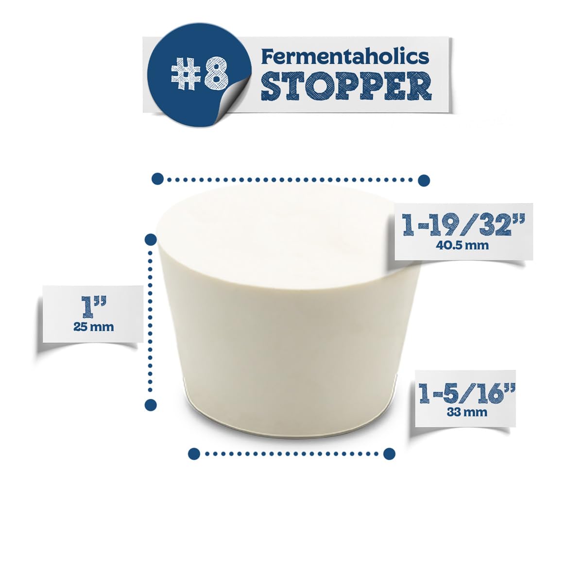 Fermentation Rubber Stoppers Solid Bungs - #8 Rubber Stopper - 4 Pack