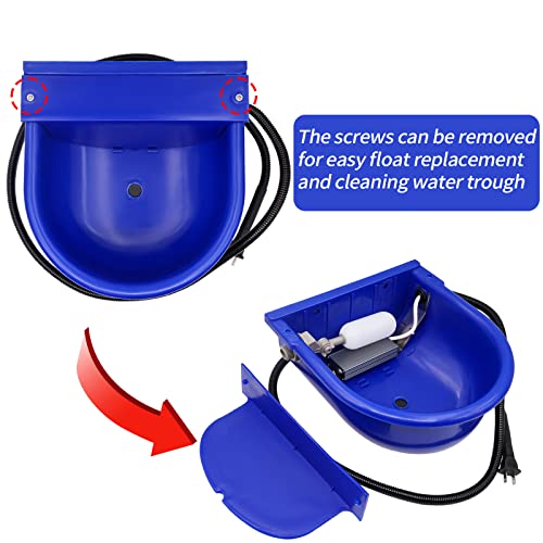 MUDUOBAN Water Bowl Heater with Float Valve Automatic Heated Animal Drinking Water Bowl Large Capacity for Goat Horse Cattle Pig Sheep Pet Dog (Blue)