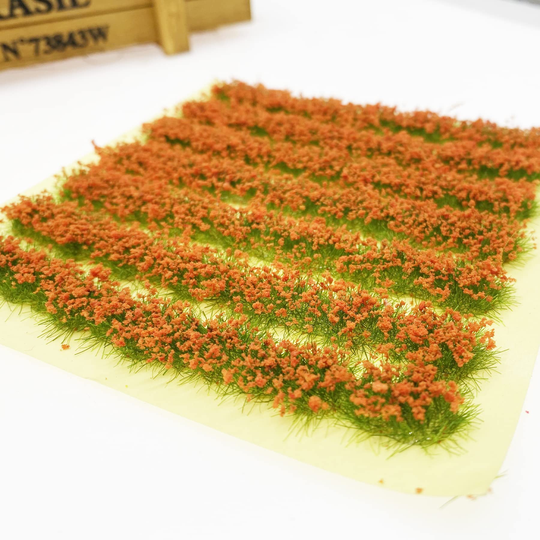 Cayway 2 Color Miniature Shrub Strips Static Shrub Vegetation Groups DIY Miniature Colorful Flower Cluster Static Grass Tuft for DIY Model Train Landscape Railroad Scenery, Orange