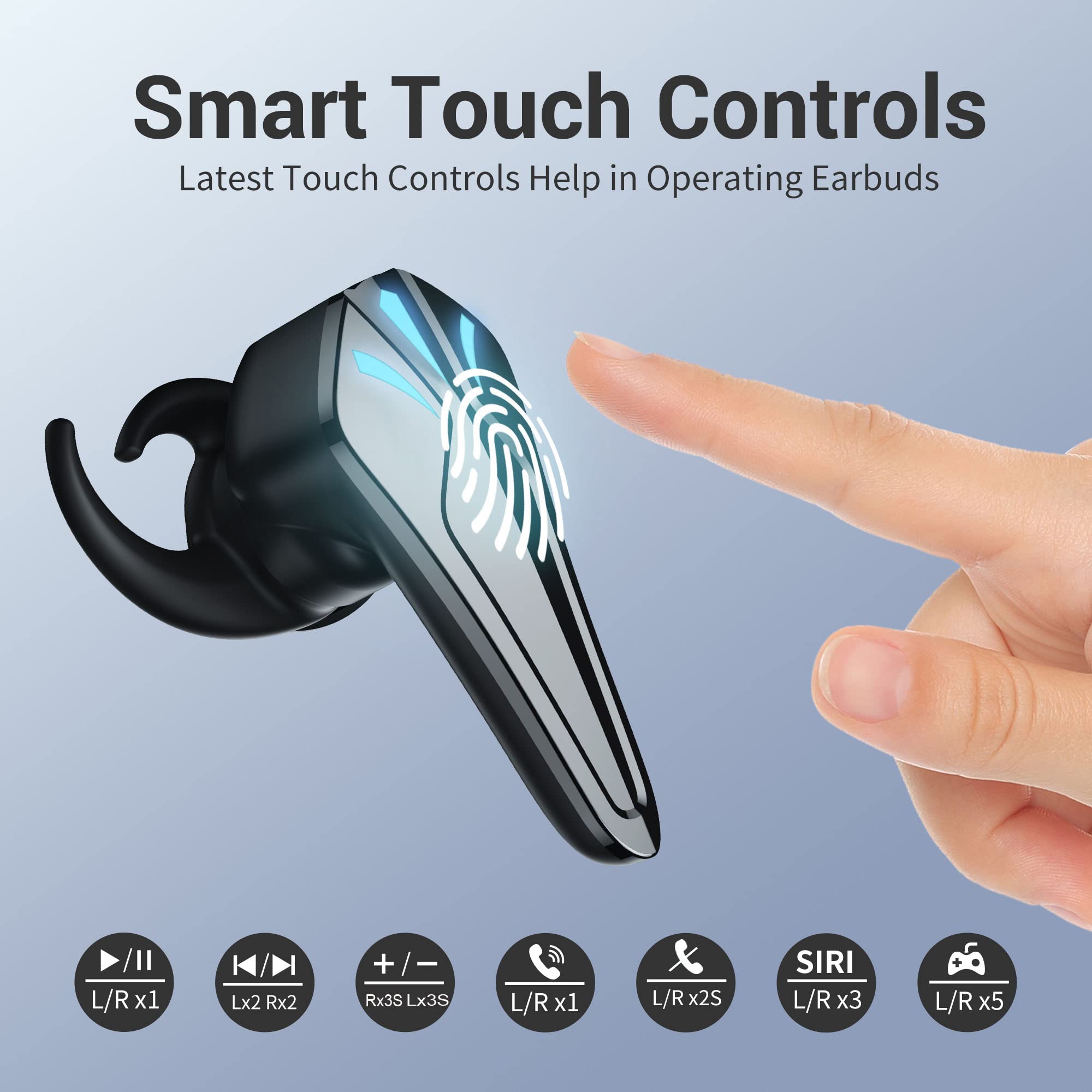 Earbuds Wireless Bluetooth Noise Cancelling,TW2S Gaming Earbuds with 40ms Low Latency, IPX5 Waterproof 48 Hour Playtime Bluetooth Earbuds with Fast Charging Case Compatible with All Bluetooth Devices