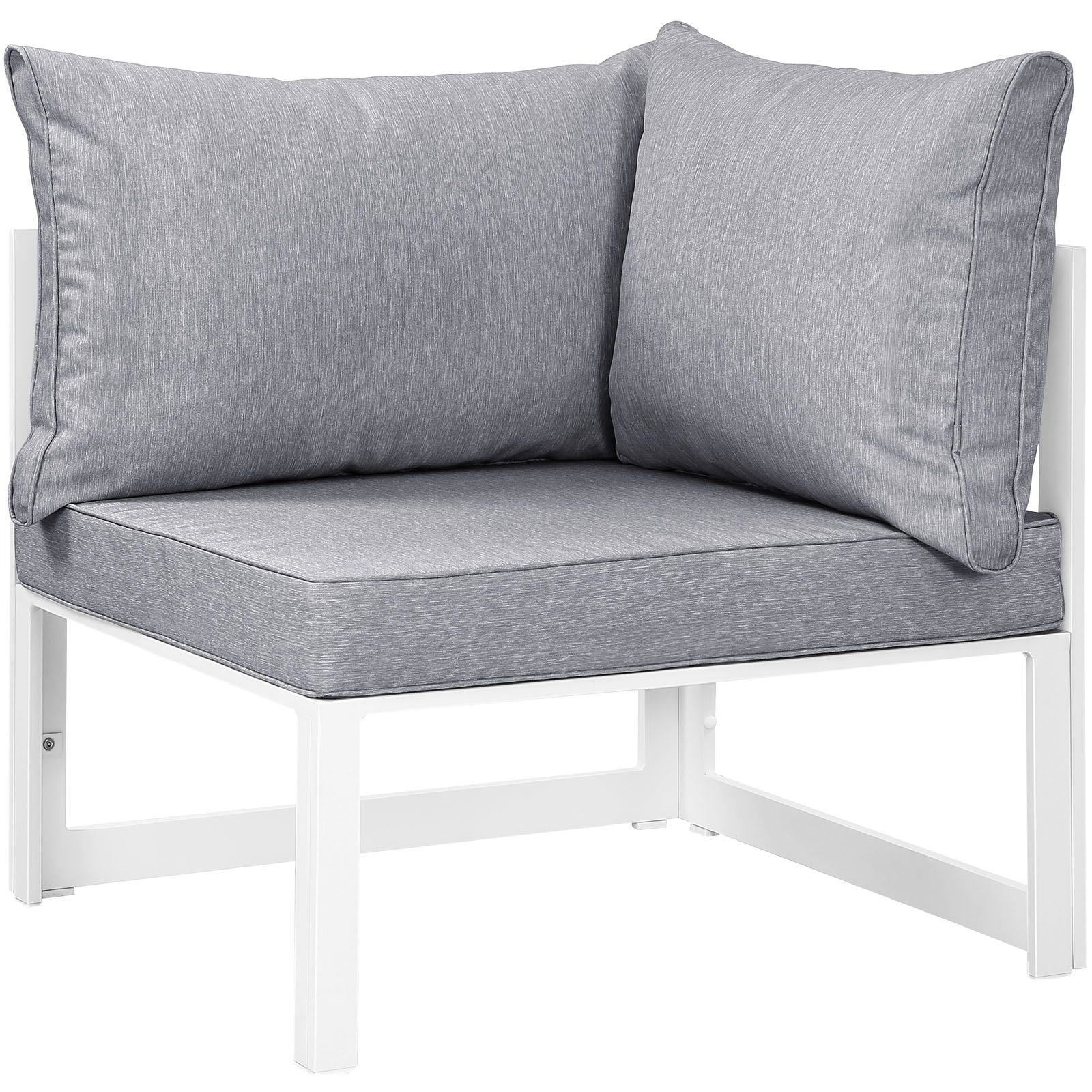 Modway Fortuna Aluminum Outdoor Patio Corner Chair in White Gray