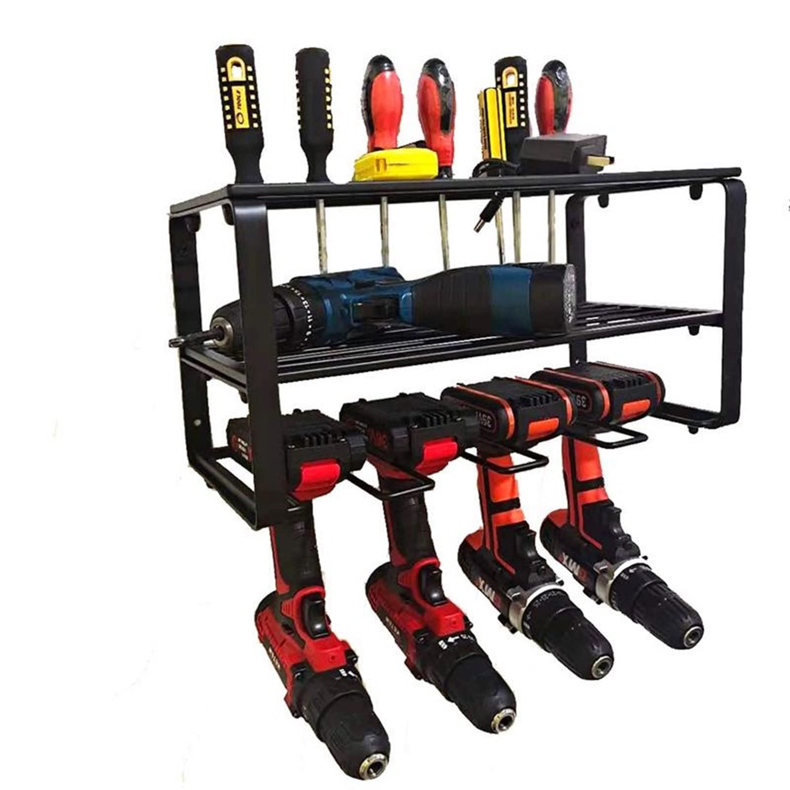 full of happiness Hand Power Tool Organizer Rack Wall Mounted Floating Tool Shelf Heavy Duty Electric Drill Tool Holders Workshop 5-Day Delivery