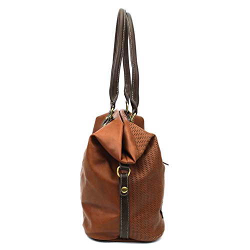 CHALA Laser Cut Crossbody Shoulder bag Tote Bag Faux Leather Brown (Handbag Only)