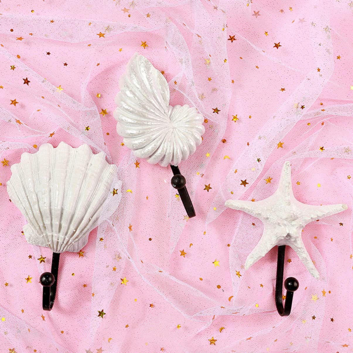 COHEALI Retro Decor Decor Coats Conch or Themed Hat Hanging Kitchen Clothes Hooks Hangers Decorations Beach Towel Star Bathroom Wall for Bedroom Towels Decorative Sea Coat Retro 3pcs
