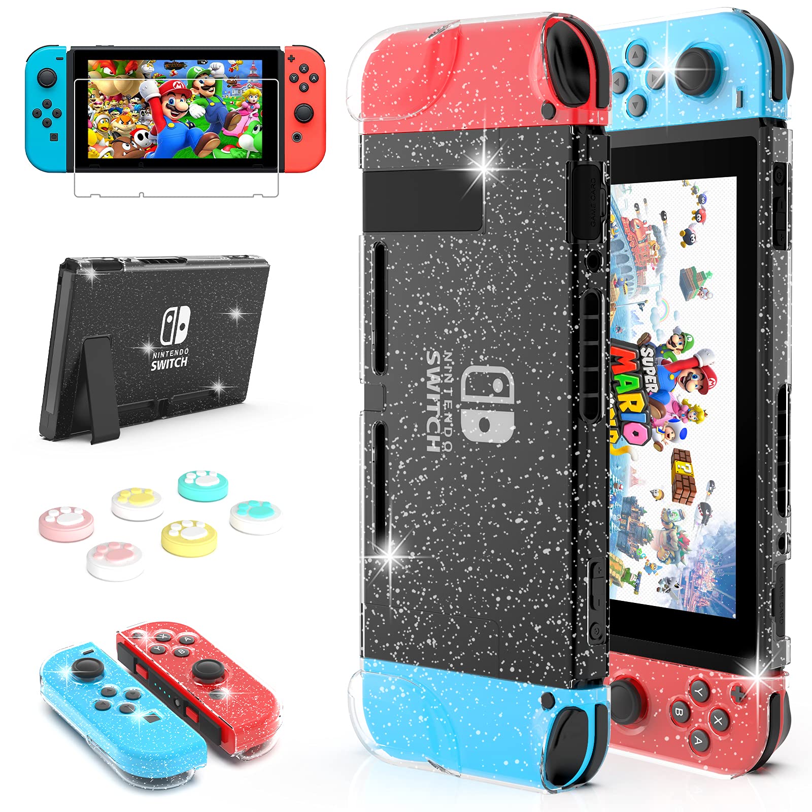 Daydayup Kickstand Protective Case for Steam Deck, Cover Protector with Stand Base, Full Protective Cover Case Compatible with Vavle Steam Deck Accessories, Non-Slip and Anti-Scratch Design,Glitter