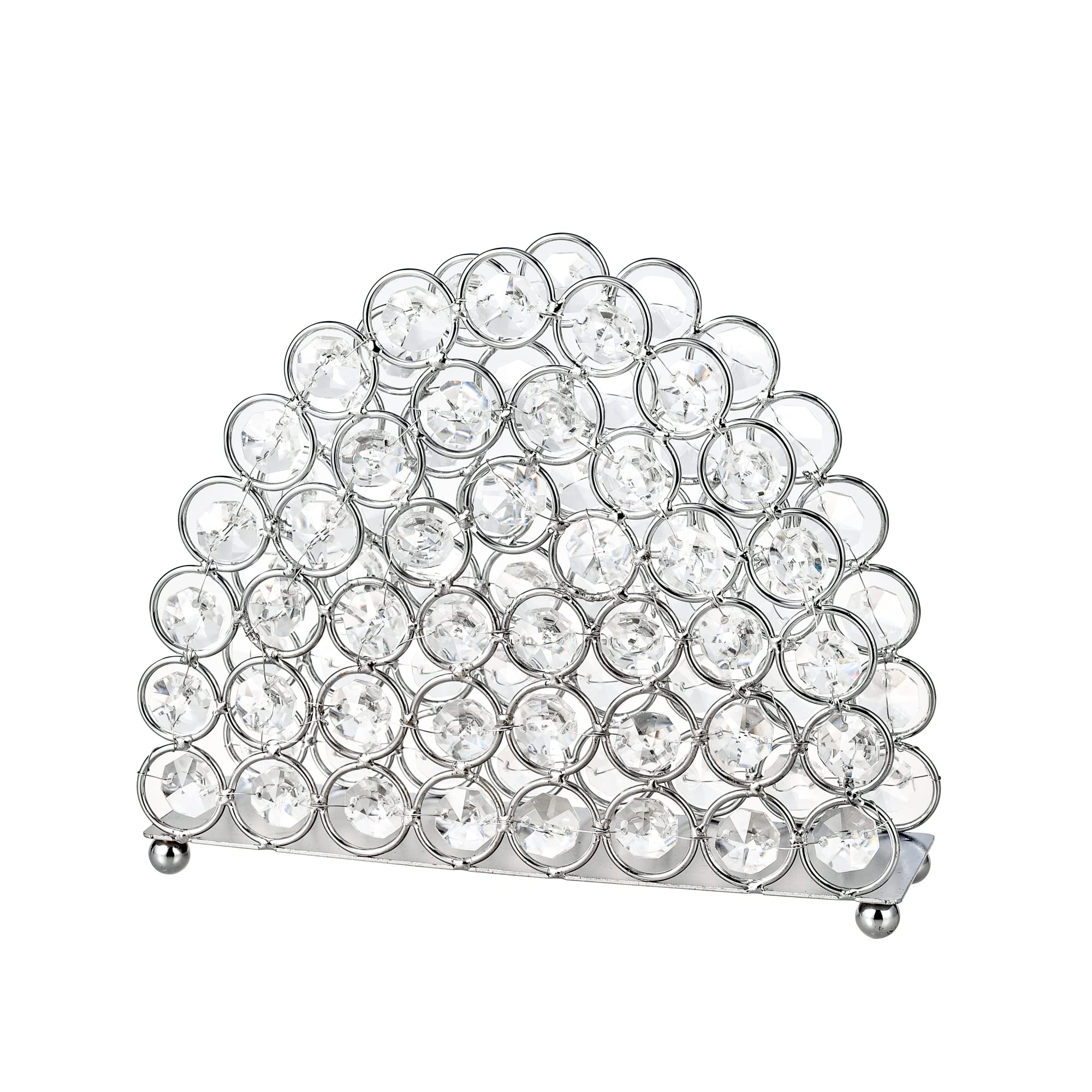 Feyarl Crystal Napkin Paper Holder Facial Tissues Napkin Organizer Mails Letters Cards Holder Cast Standing for Dinner Table Dresser Home Deco Office (Silver)