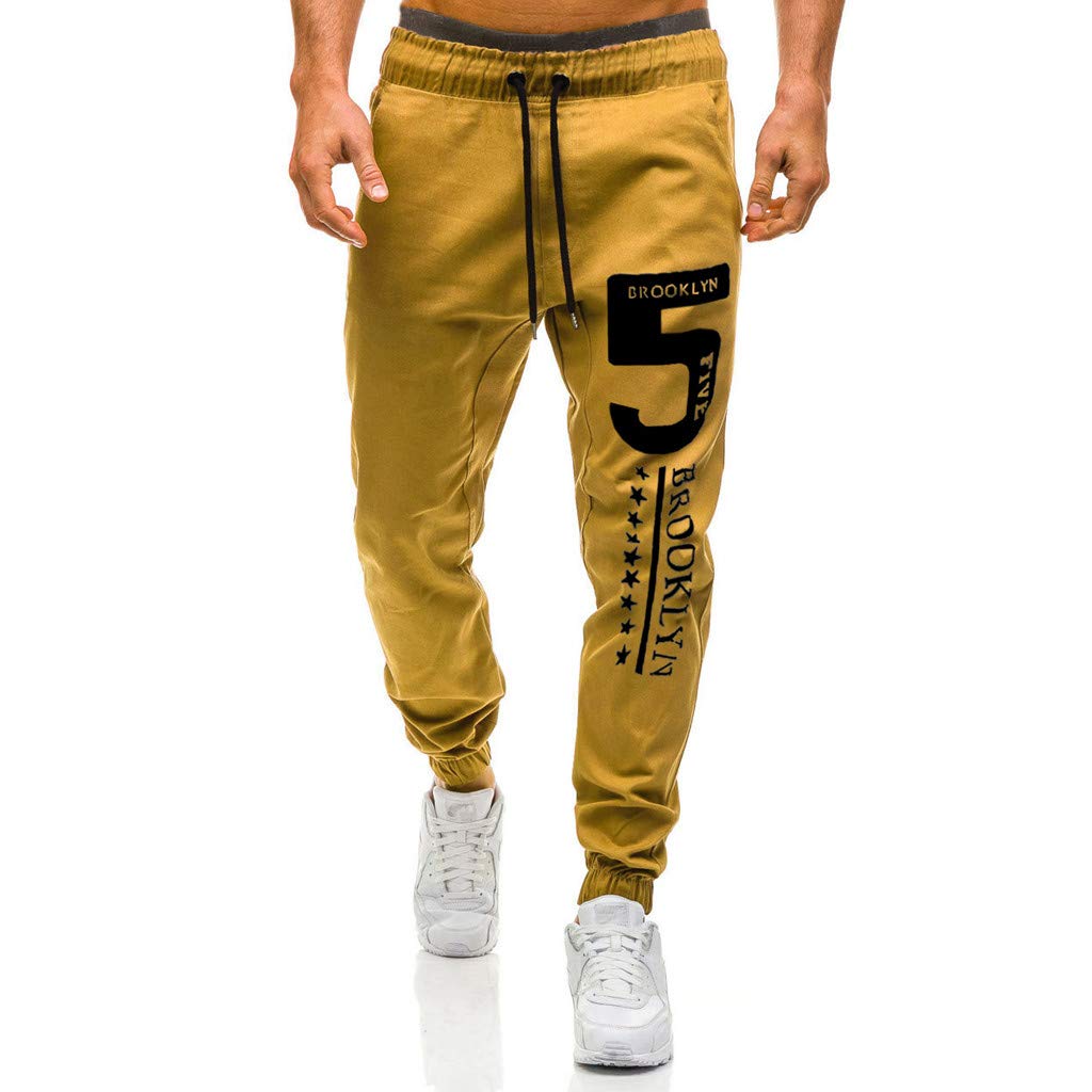 TooTu Jogger Pants Outdoors Joggers Men Letter Print Harem Pants Sweatpants Trousers Sports Wear Drawstring Pocket Pants