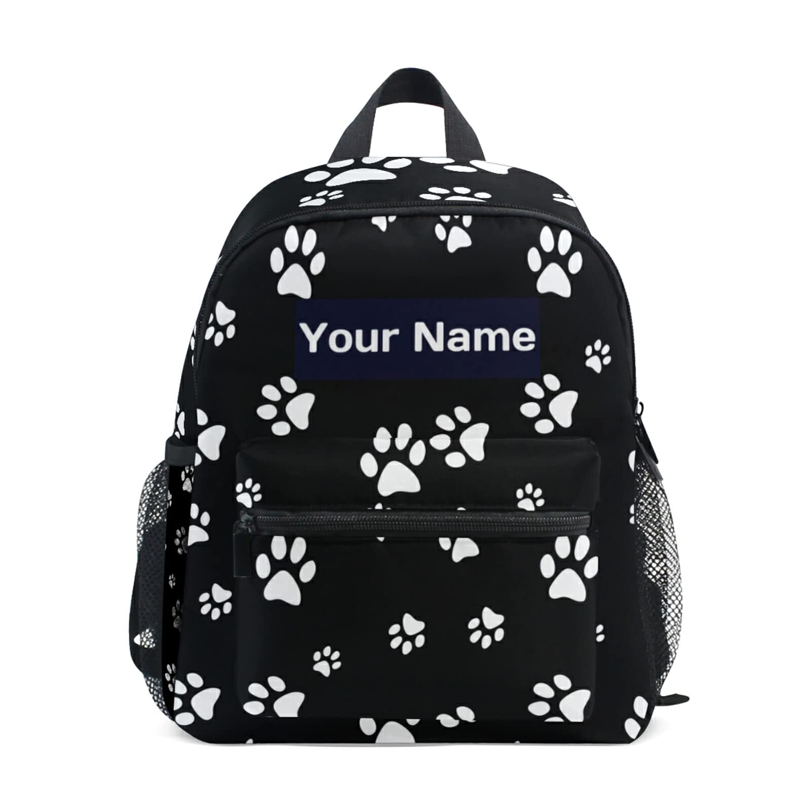 Custom Dog Paw Print Kids Backpack for Girls Boys, Animal Puppy Footprint Toddler Casual Daypack Backpacks, Personalized with Kid's Name Preschool School Bag, Children Travel Bookbag with Chest Strap