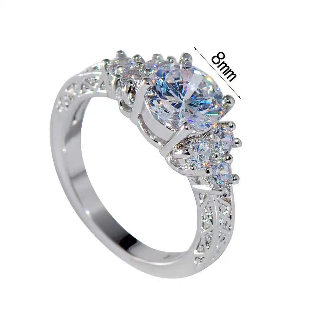 eartif Simulated Diamond Wedding Engagement Ring Jewelry Gifts (Small diamonds, 9)