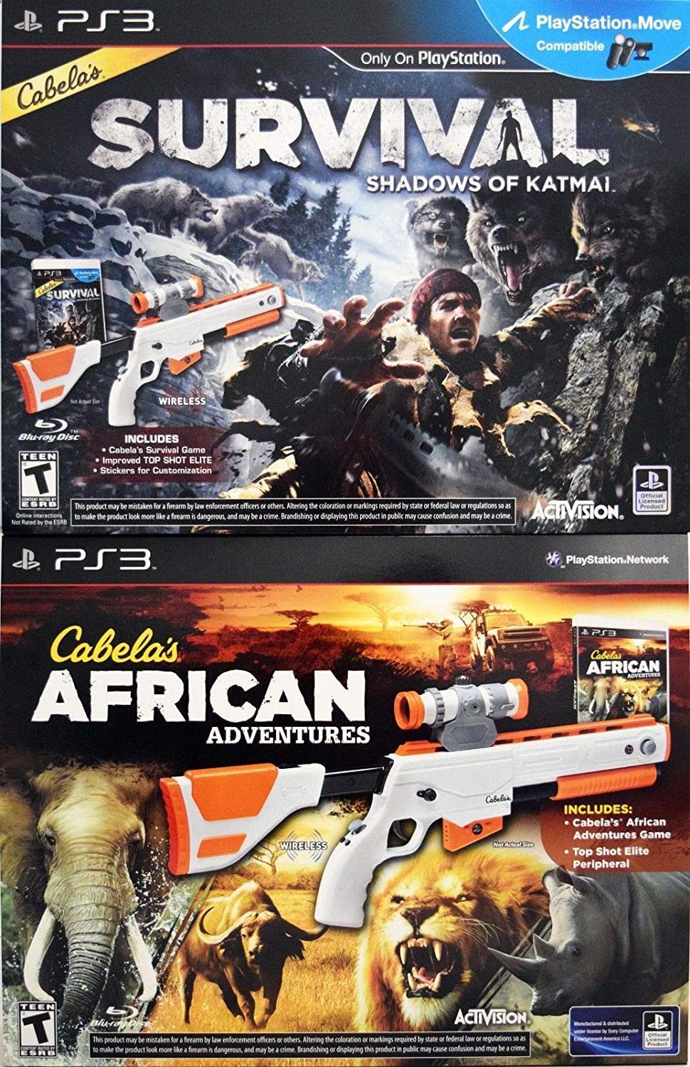 Cabela's DOUBLE GUN BUNDLE Shadows of Katmai + African Adventures Games for Sony PS3 Playstation 3