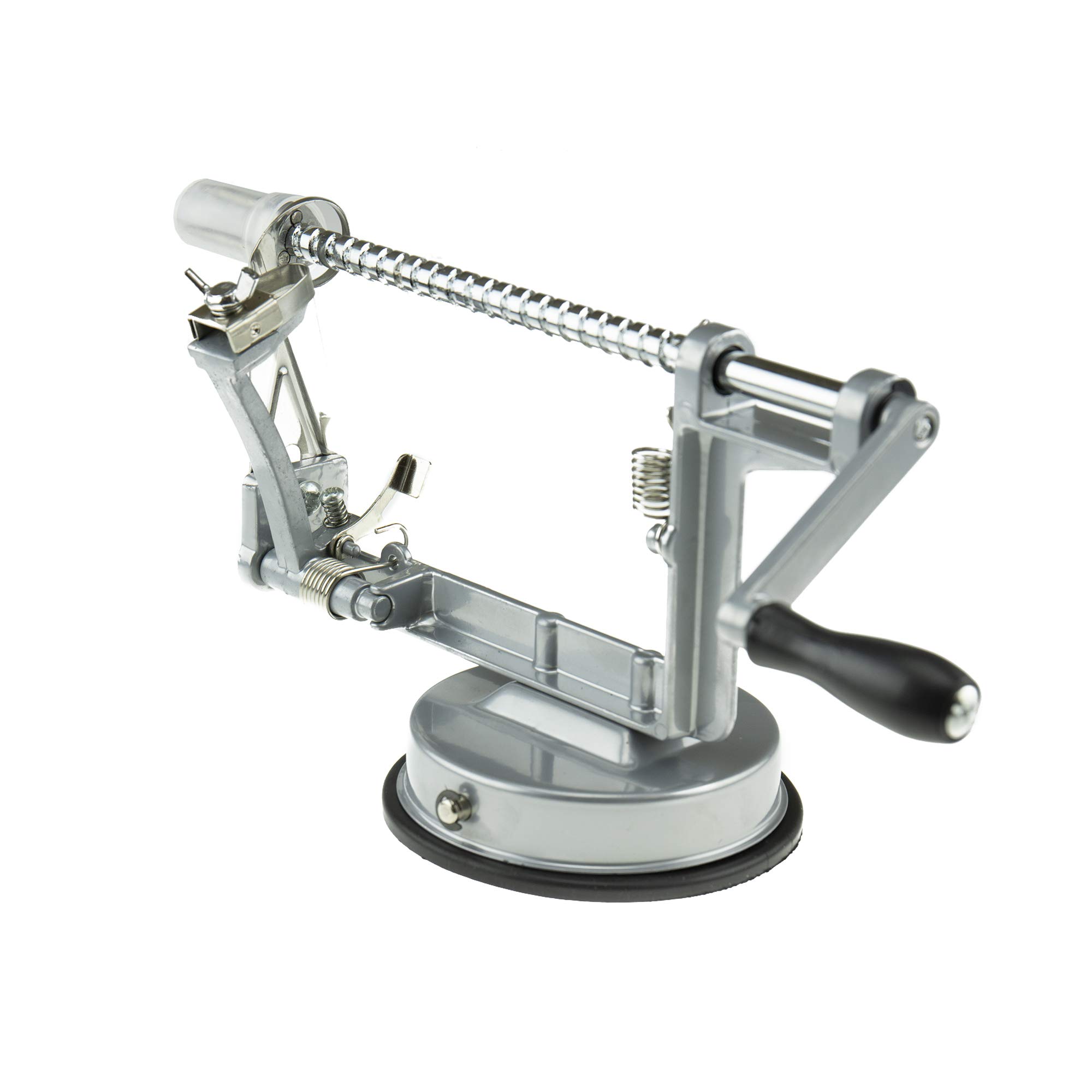 Clever Chef Professional Heavy Duty Apple Peeler with Suction Base, Premium Stainless Steel Manual Corer and Fruit and Veggie Slicer, Silver